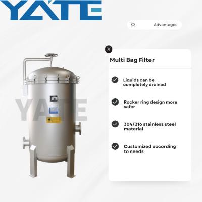 China Industrial SS304 SS316L Multi Bag Filter Housing 1-24 Bags 0.6MPa Water Filtration for sale