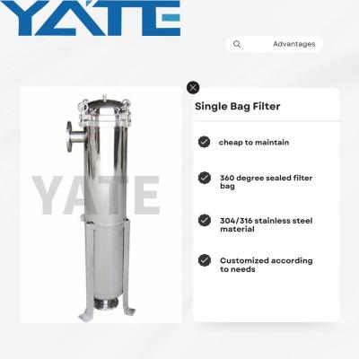 China 304 316 Stainless Steel Single Bag Filter Housing 0.25m² 20m³/h for Chemicals for sale