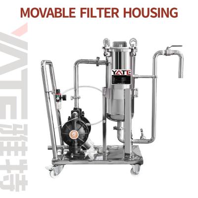 China Food Grade 150 Mesh Stainless Steel Trolley Movable Bag Filter Housing 219mm 1.6 Mpa for sale