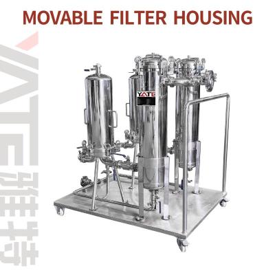 China Food Grade 120 Mesh Stainless Steel Trolley Movable Bag Filter Housing 219mm for Honey Syrup for sale