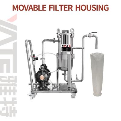 China Stainless Steel Mobile Bag Filter Housing with Pump System - Industrial Grade Liquid Filtration Unit with Universal Wheels for sale