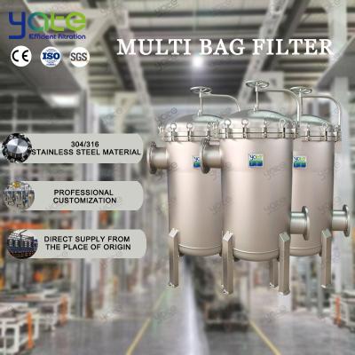 China 304/316L Stainless Steel Multi Bag Filter Housing 1-24 Bags 0.6MPa High Flow Liquid Solid Separation for sale
