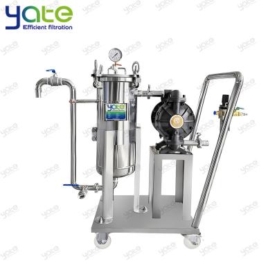 China SS304/316L Small Size Single Bag Filter for Laboratory Use, Portable and Compact Design（with trolley） for sale