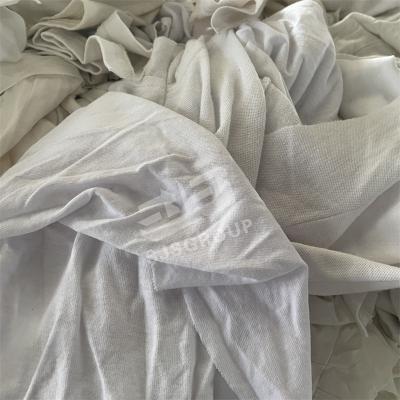China Grade A ocean industrial cleaning 100 cotton textile waste cut pieces pure white color T shirt rags wipers for sale
