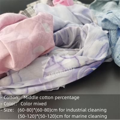 China Industrial cleaning Industrial No Stains Water Absorption Fabric Of Cut Wiping Rag used bedsheet mixed color rags for sale