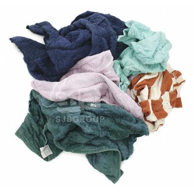 China Industrial Rag Colors 100% Cotton 50lb packing industrial use Cleaning hotel towel cutting pieces terrycloth rag for sale