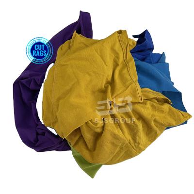 China Hot sale Coloured T-shirt Rags 100% Cotton Industrial cleaning cloth Recycled Cotton Rags for wiping oil for sale