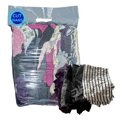 China 100 Cotton Rags coloured tshirt for industrial cleaning of 10KG packing bulk shop rags for sale