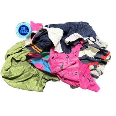 China Industrial trapo scrap cleaning rags cloth dark mixed color cotton t shirt hosiery cutting clips shop rags for sale