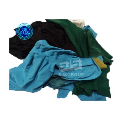 China Mixed Color Recycled Cotton T-Shirt Rags for Workshop Use 10KG Bulk Cotton Wiping Rags for sale