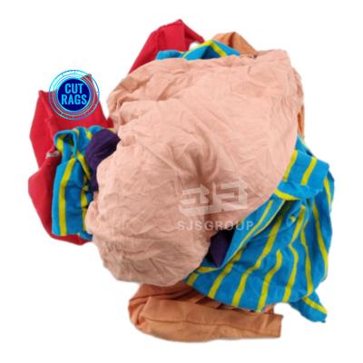 China ‌Bulk 10KG Pack Absorbent Cotton T-Shirt Rags for Oil & Water Cotton Cleaning Rags for sale