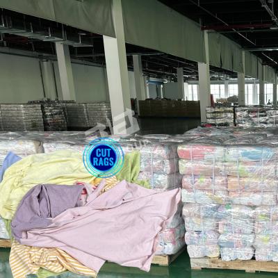 China Factory Price Light Color Mixed Printed T Shirt Rags Cotton High Quality Shop Wiping Rags used cotton wiper rags for sale