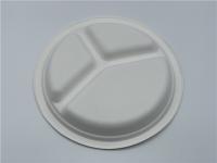 China 3 Compartment Round Disposable Dishes Biodegradable Sugarcane Bagasse 9inch 10inch Plates for sale