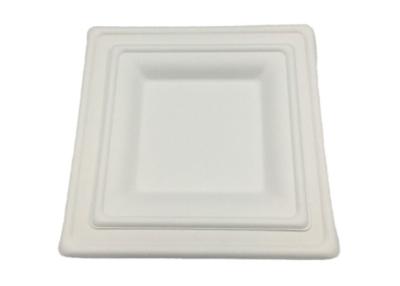 China 8 Inch Square Biodegradable Sugarcane Bagasse Plates for sale