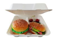 China 9inch biodegradable disposable clamsell cardboard box 3 compartment fast food takeout packaging box for restaurant for sale