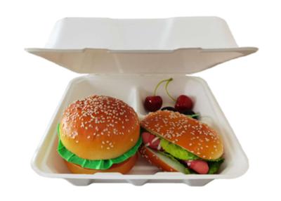 China 9inch biodegradable disposable clamsell cardboard box 3 compartment fast food takeout packaging box for restaurant for sale