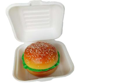 China Bagasse Burger 6 Inch Biodegradable Takeout Containers for sale