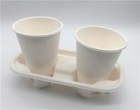 China Sugarcane 218x110x47mm 2 Compartment Drink Carrier Tray for sale