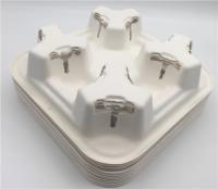 China Disposable Biodegradable Bagasse Sugarcane Coffee paper pulp Cup Holder Carry Tray for 2/4 Cups for sale