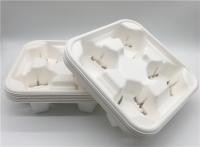 China Disposable Biodegradable Bagasse Sugarcane Coffee paper pulp Cup Holder Carry Tray for 2/4 Cups for sale