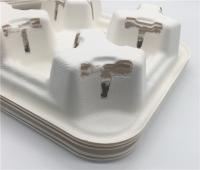 China Disposable Biodegradable Bagasse Sugarcane Coffee paper pulp Cup Holder Carry Tray for 2/4 Cups for sale