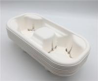 China 4 Park Bagasse Pulp 28g 215×215×47mm Paper Cup Carrier for sale
