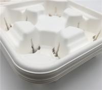 China 4 Park Bagasse Pulp 28g 215×215×47mm Paper Cup Carrier for sale