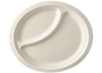 China 9 Inch 2 Compartment Biodegradable Sugarcane Bagasse Plates for sale