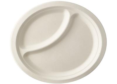 China 9 Inch 2 Compartment Biodegradable Sugarcane Bagasse Plates for sale