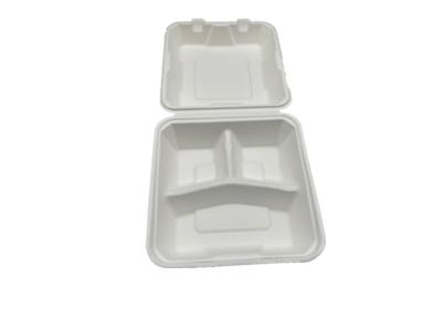 China 9 Inch 3 Compartment  Biodegradable Takeout Food Containers for sale