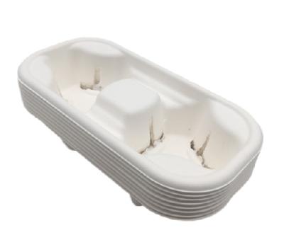 China Sugarcane 218x110x47mm 2 Compartment Drink Carrier Tray for sale