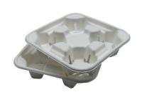 China Disposable Biodegradable Bagasse Sugarcane Coffee paper pulp Cup Holder Carry Tray for 2/4 Cups for sale