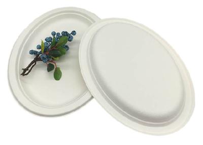China 12 Inch  Refrigerable  Christmas Oval Sugarcane Paper Plates for sale