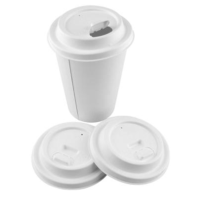 China Cup Cover With 8oz 12oz 16oz Biodegradable Fiber Bagasse Sugarcane Coffee Strawless Lids Cup for sale