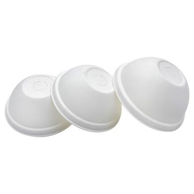 China Round Tea Cup Cover Eco Biodegradable Paper Pulp Sugarcane Paper Boba Tea Cups 12oz16oz Dome Lids for sale