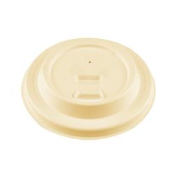 China 80mm Cup Cover Hot Molded Biodegradable Bagasse Pulp Sugarcane Coffee Cup Cover Lids For Family Foods for sale