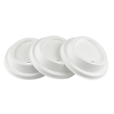 China Custom Logo Takeaway Cup Cover Natural Sugarcane Pulp Hot Take Away Single Layer Paper Cup Lid for sale