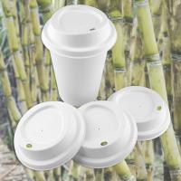 China Biodegradable Raw Recyclable Cup Cover Natural Bagasse Sugarcane Pulp Flat Dessert Compostable Lid For Paper Cup Lid Mak for sale
