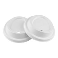 China Biodegradable Raw Recyclable Cup Cover Natural Bagasse Sugarcane Pulp Flat Dessert Compostable Lid For Paper Cup Lid Mak for sale