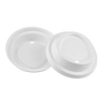China Biodegradable Raw Recyclable Cup Cover Natural Bagasse Sugarcane Pulp Flat Dessert Compostable Lid For Paper Cup Lid Mak for sale