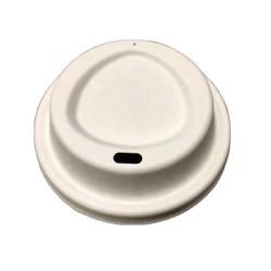 China Biodegradable Raw Recyclable Cup Cover Natural Bagasse Sugarcane Pulp Flat Dessert Compostable Lid For Paper Cup Lid Mak for sale