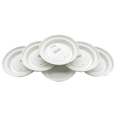 China Eco Friendly Sugarcane Fiber Pulp 90Mm Flat Paper Cup Lids Reusable For Ice Cream And Smoothie for sale