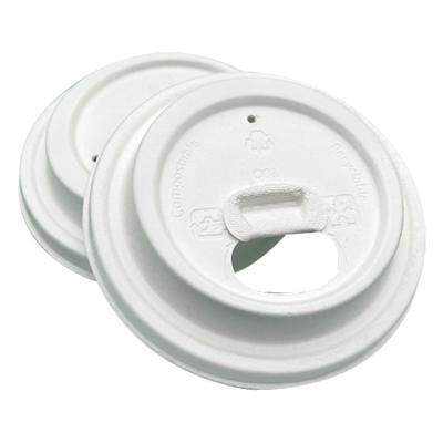 China Biodegradable Compostable Eco Sugarcane Bagasse Material Cover Disposable Coffee Cup Lids for sale