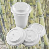 China 80mm 90mm Disposable Sugarcane Fiber Bubble Tea Cup Lids for sale