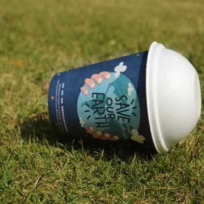 China 8oz 12oz Compostable Sugarcane Bagass Coffee Cups With Lids for sale