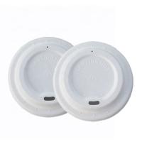 China PFAS Free Biodegradable Molded Sugarcane Bagasse Disposable Coffee Cup Lids for sale