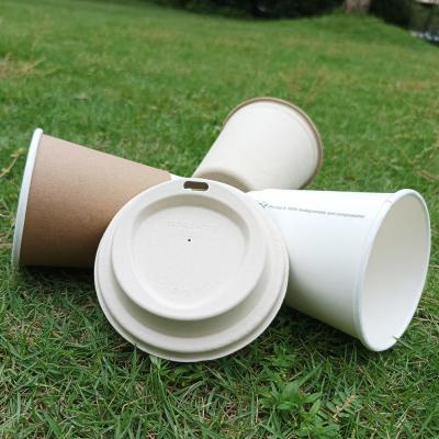 China Biodegradable 80mm 90mm Sugarcane Bagasse Cups And Lids for sale