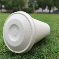 China 80mm 90mm Biodegradable Bagasse Coffee Cups 8oz 12oz 16oz With Lids for sale