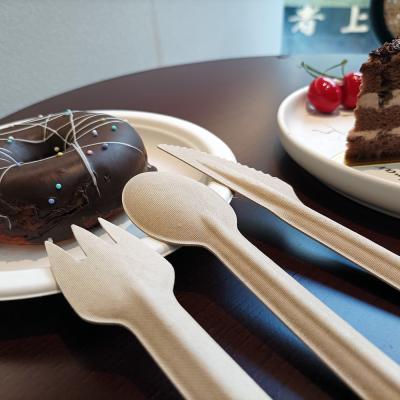 China 100% Biodegradable Edible Bagasse Paper Cutlery Set For Events for sale