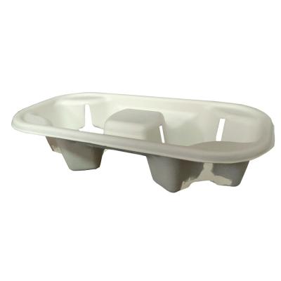 China Zero Plastic Compostable Sugarcane Bagasse 2 Cup Carrier for sale